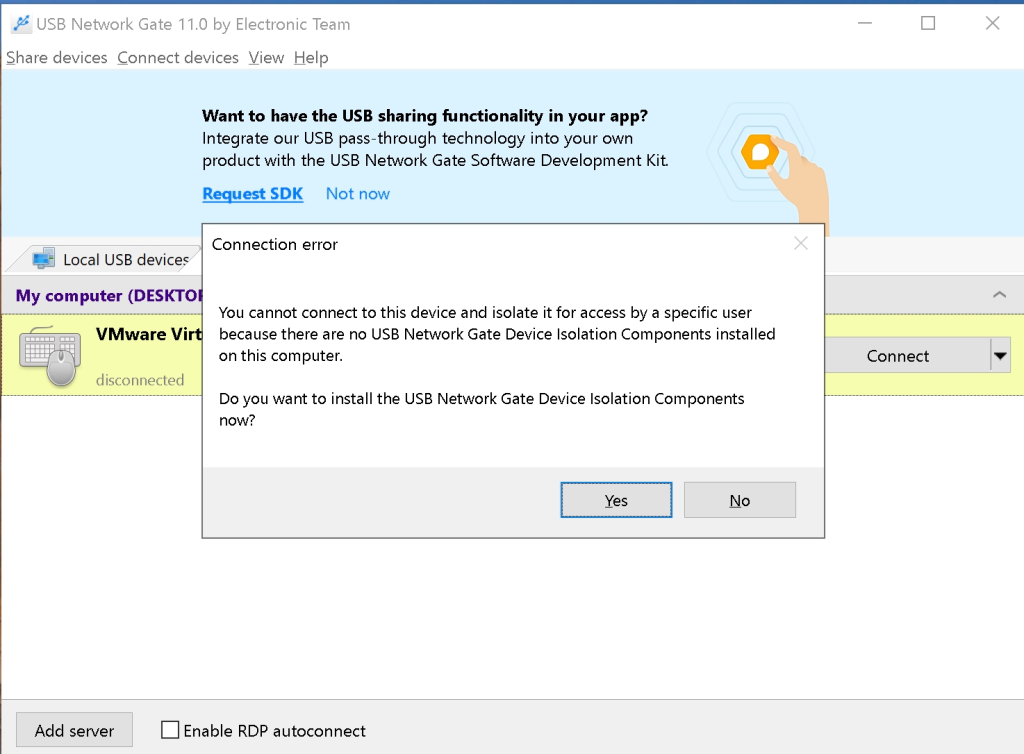 Complex shared USB devices isolation - USB Network Gate